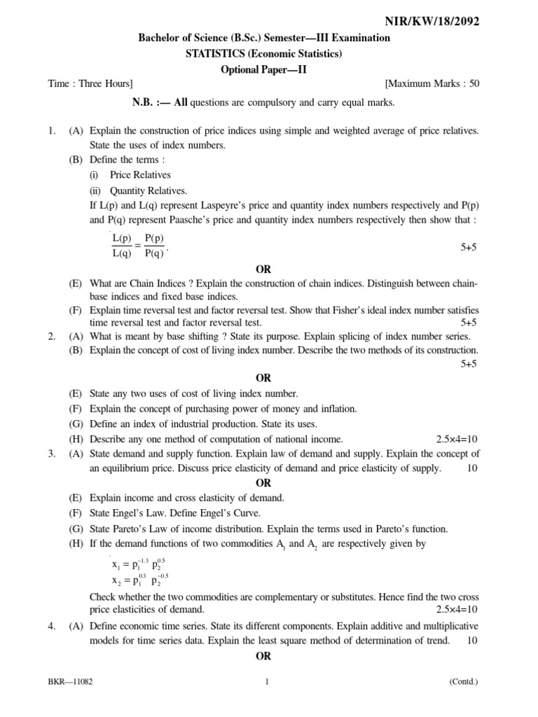 BSC 3 Sem Statistics Economic Statistics Winter 2018 | Download Free ...