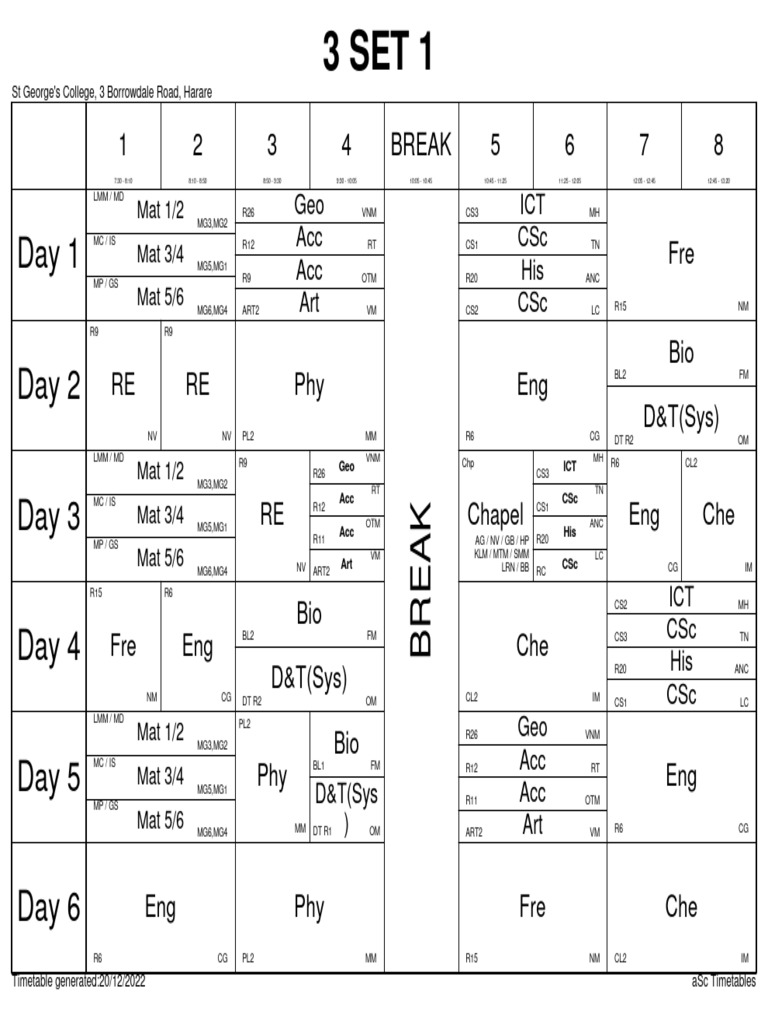 2023 Form 3 Timetable | PDF