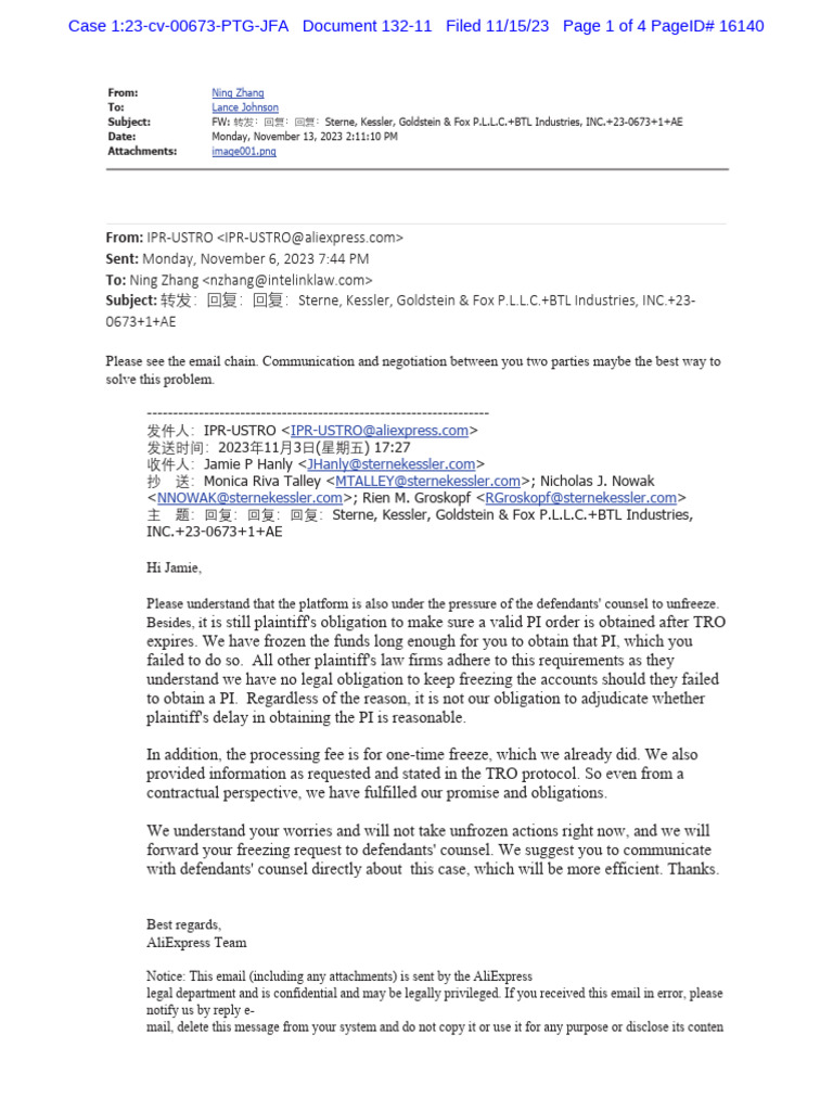 BTL v. Schedule A - Exhibit 11 To PI Opposition (132-11) | PDF | Injunction | Justice