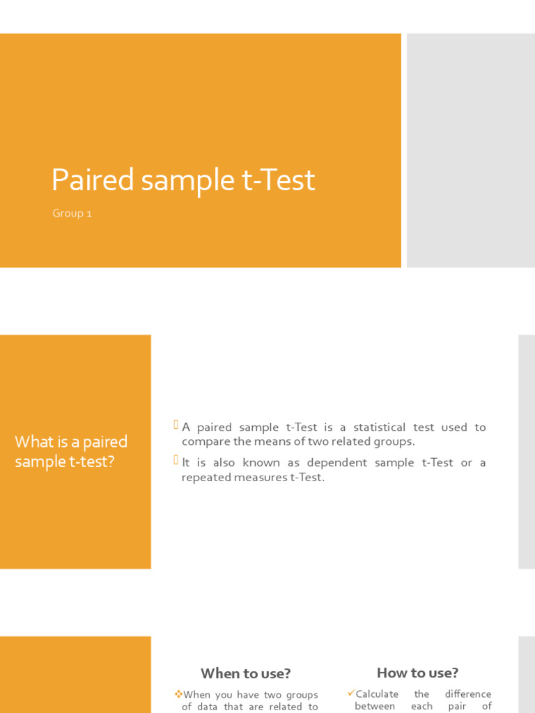 Paired Sample T-Test | PDF | Student's T Test | P Value