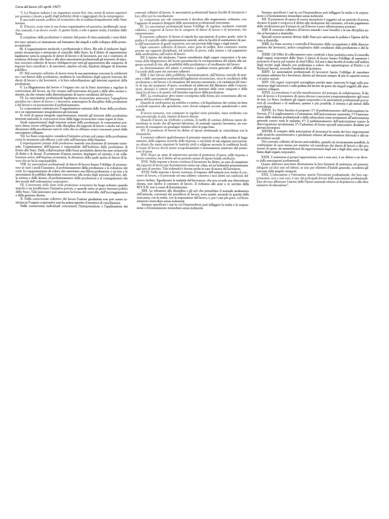 1927 Carta Del Lavoro | PDF