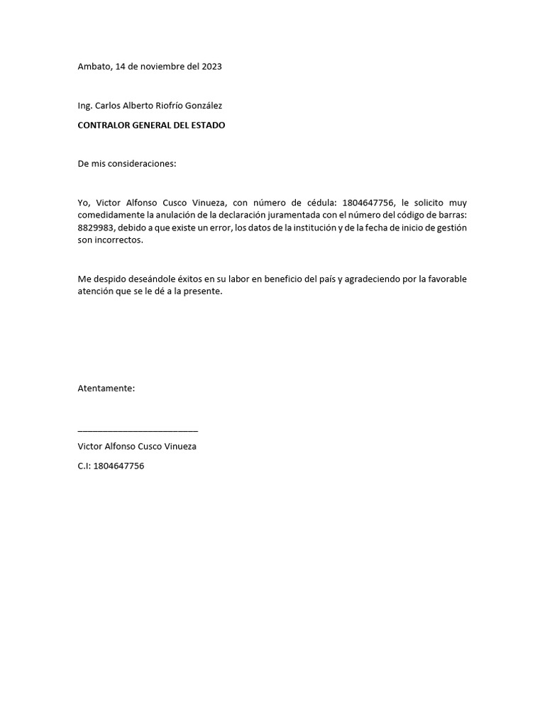 Oficio de Anulación | PDF