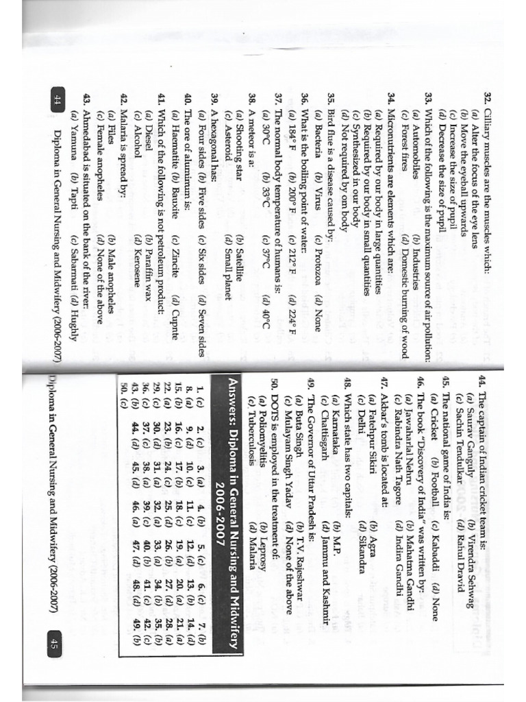 Nursing Question Papers | PDF