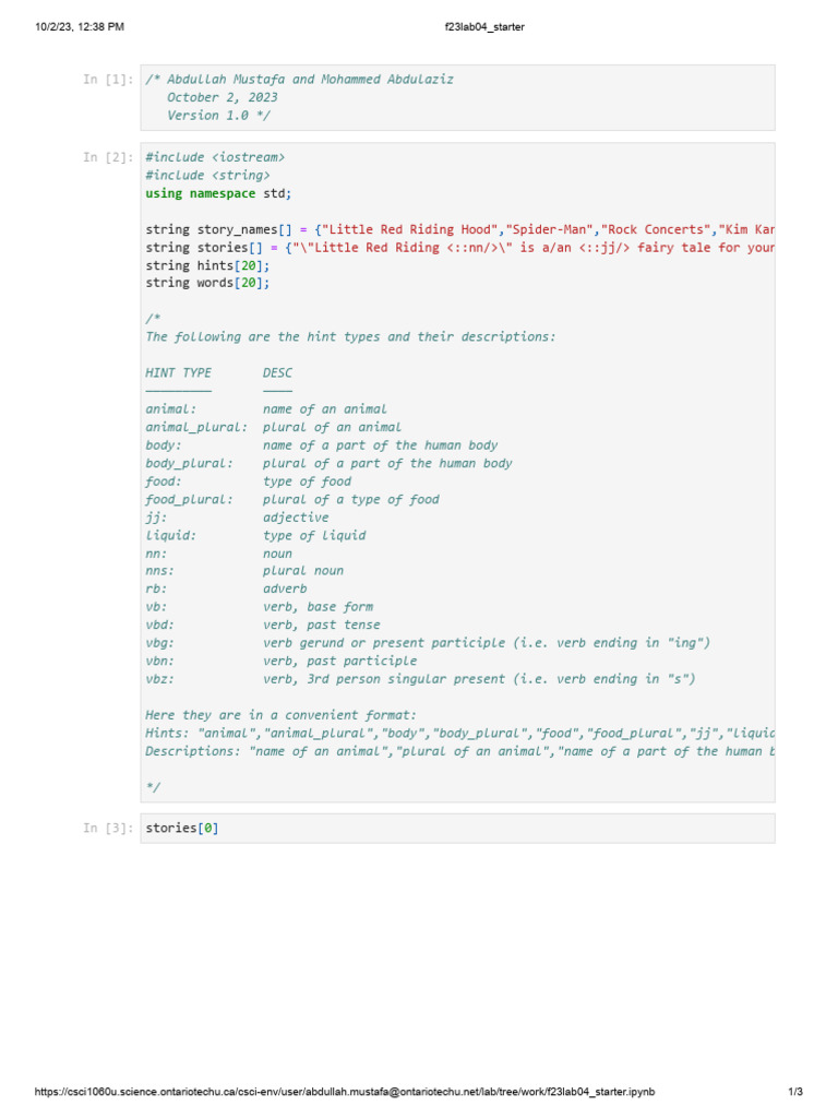 F23lab04 - Sta (2) - JupyterLab | Download Free PDF | Verb | Plural