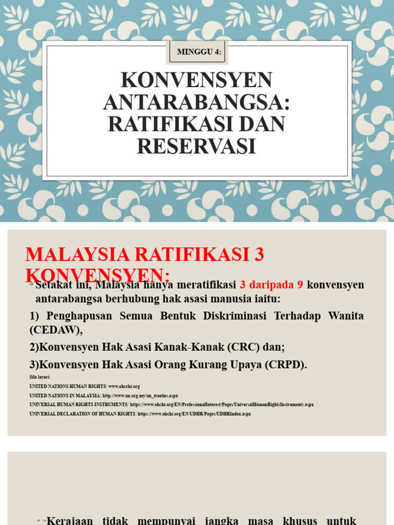 Minggu 4 V2021-Konvensyen Antarabangsa Ratifikasi Dan Reservasi | PDF