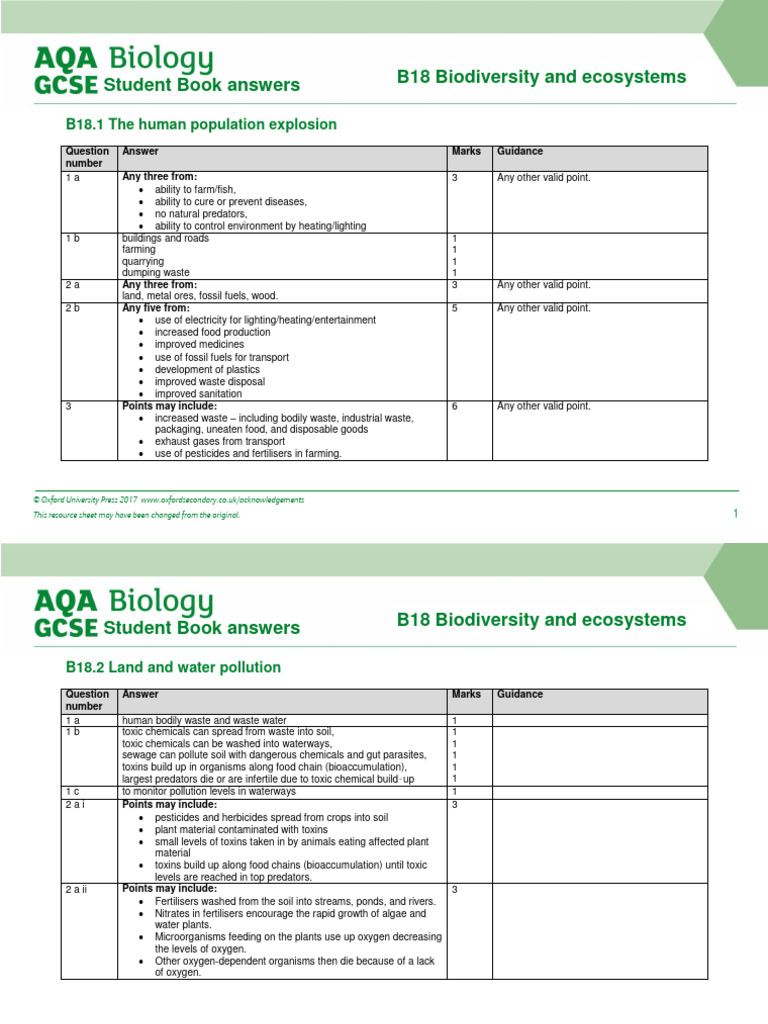 Chapter 18 Answers To Biology Aqa Gcse Questions | PDF | Peat | Climate Change