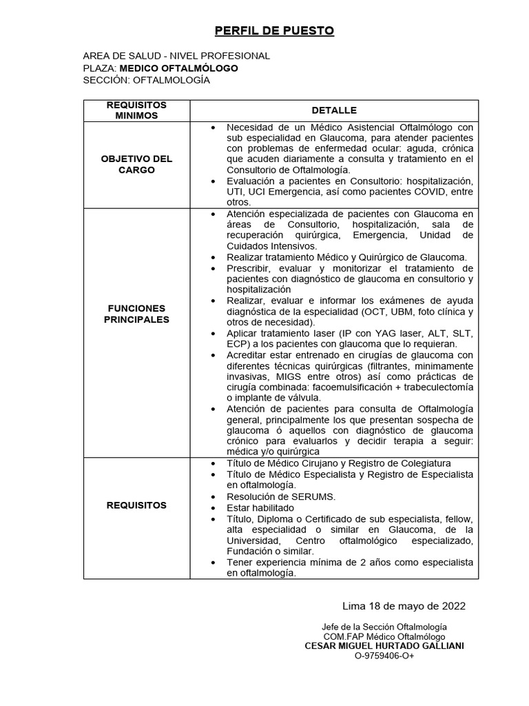 4.-Perfil Medico Oftalmologo Glaucoma May 2022 | PDF | Glaucoma ... 4.-Perfil Medico Oftalmologo Glaucoma May 2022 | PDF | Glaucoma ...