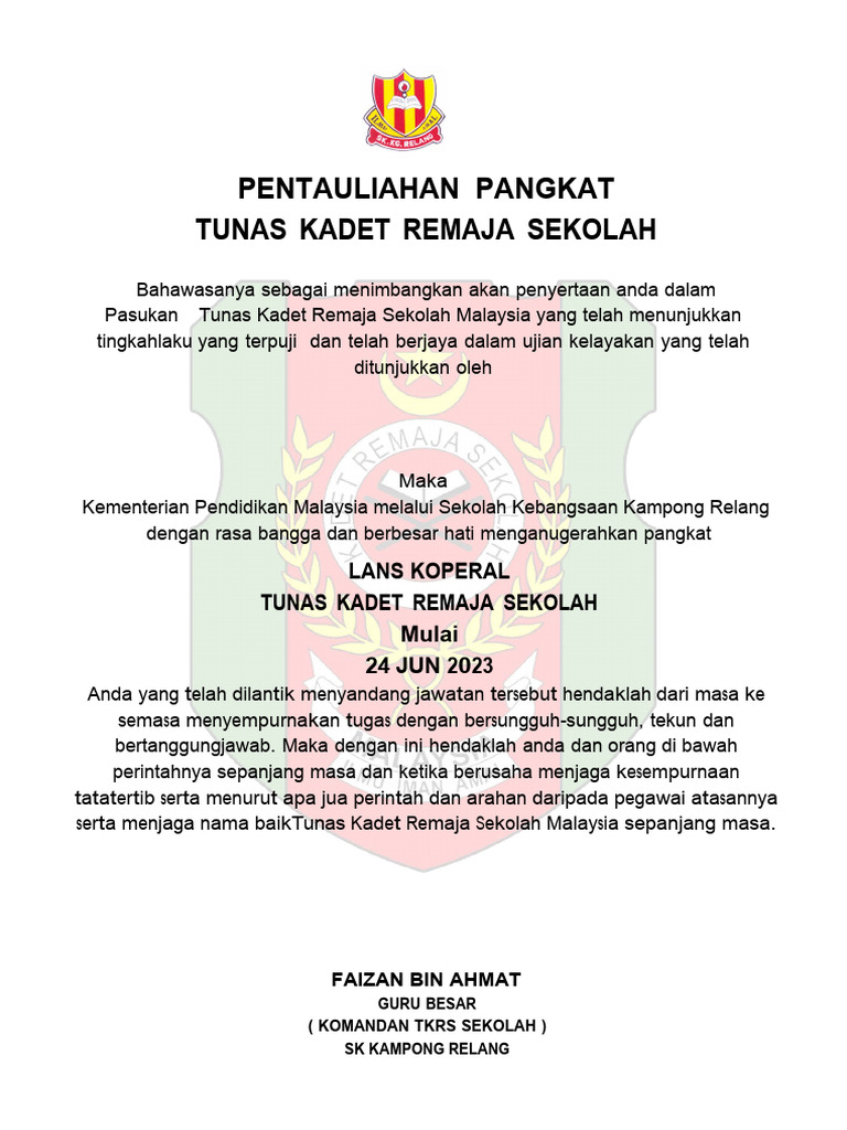 Sijil Lans Koperal 2023 | PDF