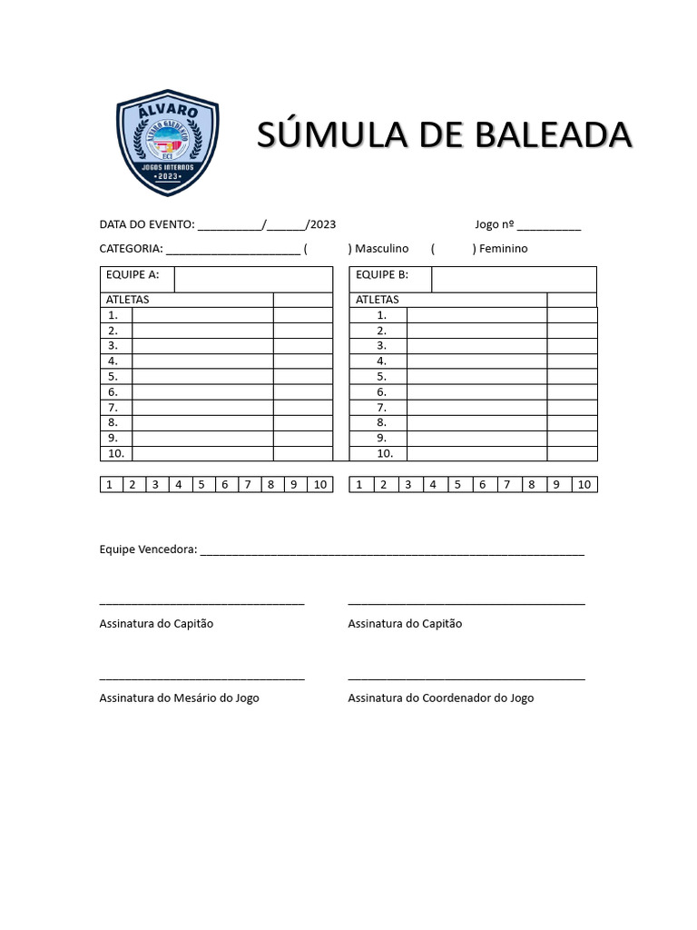 Súmula de Baleada para Jogos | PDF