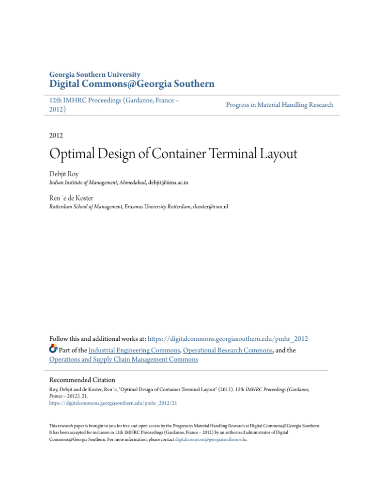 Optimal Design of Container Terminal Layout | PDF | Containerization ...
