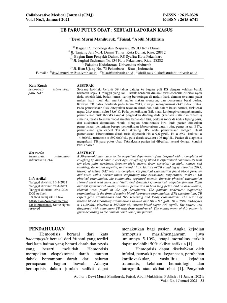 TB Paru Relaps Sebuah Laporan Kasus | PDF