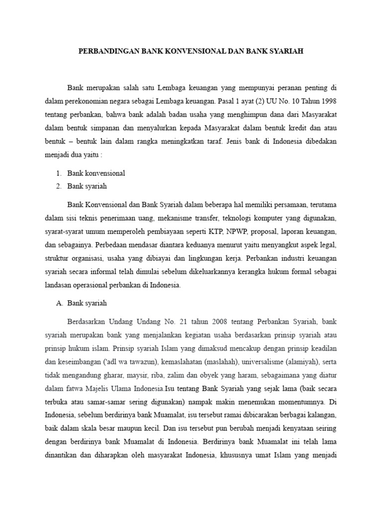 PERBANDINGAN BANK KONVENSIONAL DAN BANK SYARIAH | PDF