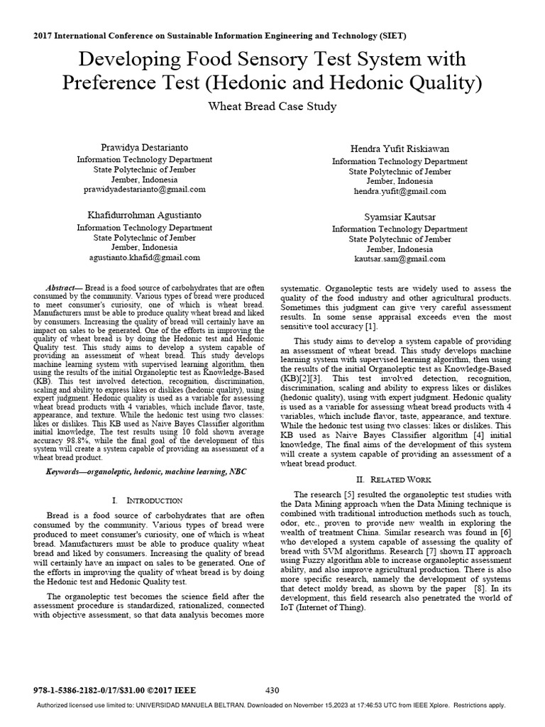 Developing Food Sensory Test System With Preference Test Hedonic and ...