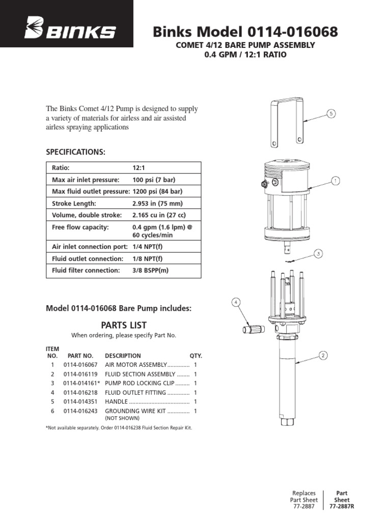 Binks Model 0114-016068 | PDF | Piston | Pump