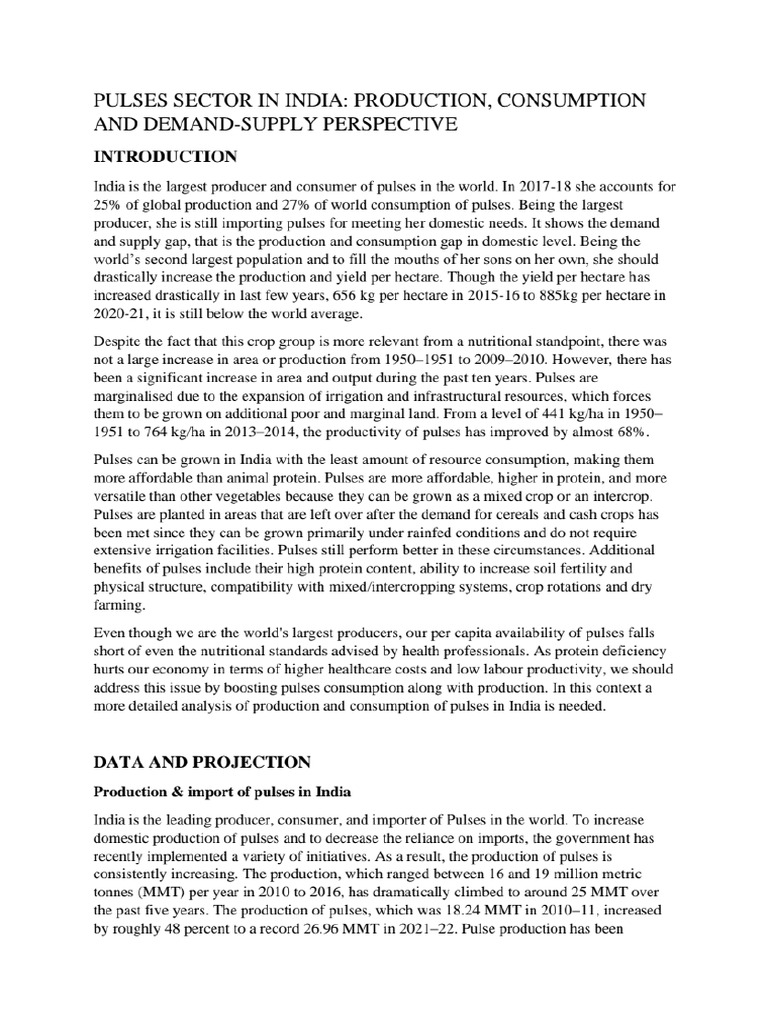 An Overview of Pulses Sector in India | PDF