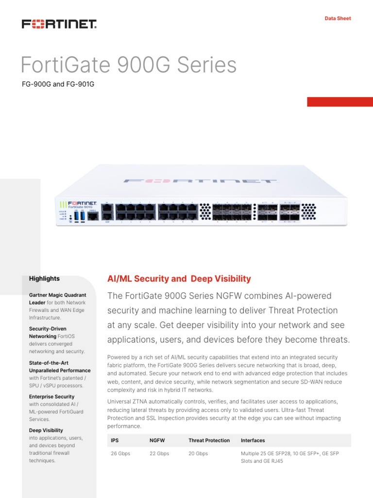 Fortigate-900G Series-Datasheet | PDF | Computer Network | Security