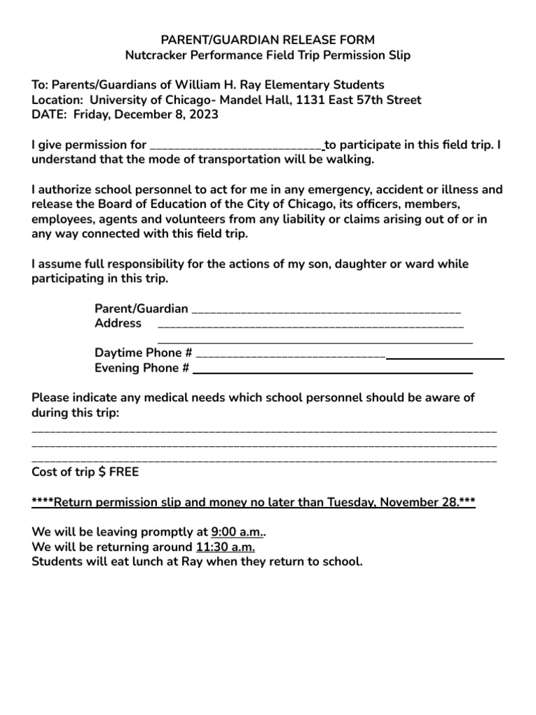 Field Trip Permission Slip | PDF