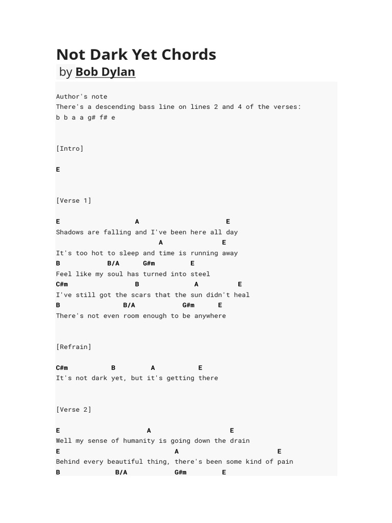 Not Dark Yet Chords | PDF | Song Structure