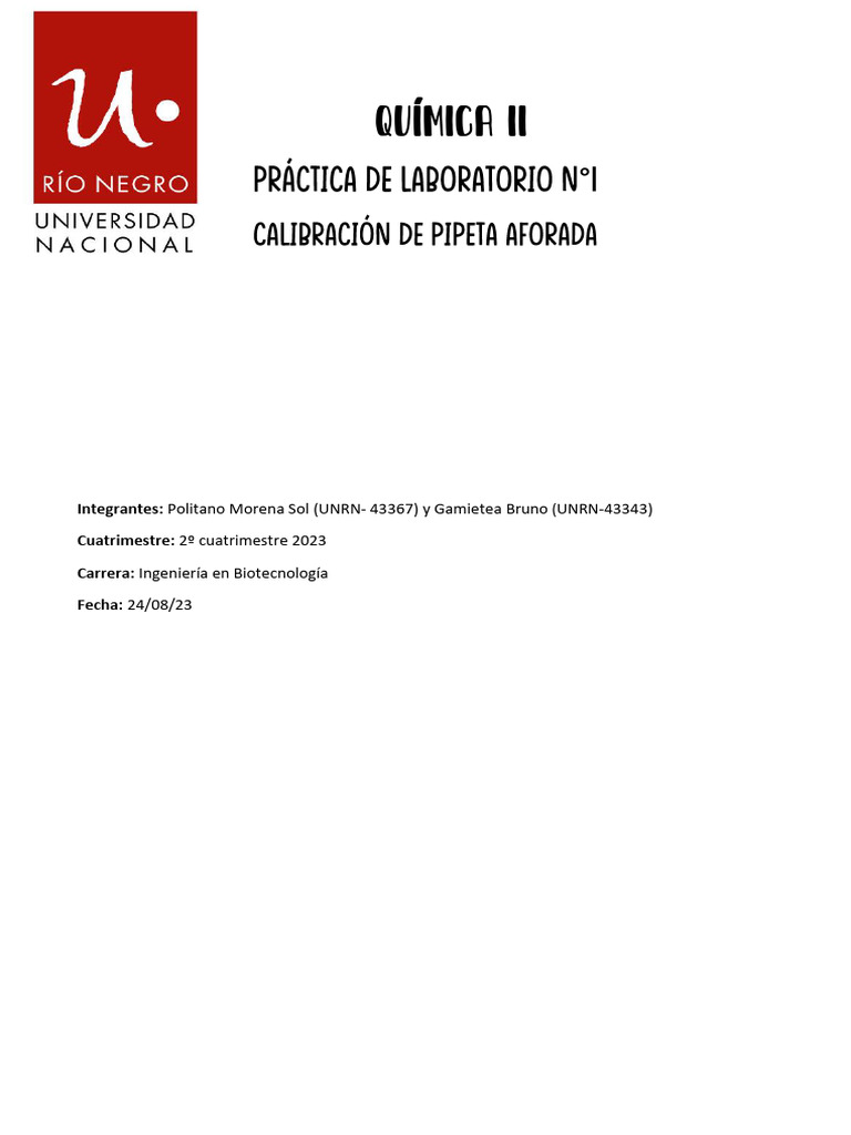 Informe Laboratorio N°1 Pdf Calibración Laboratorios