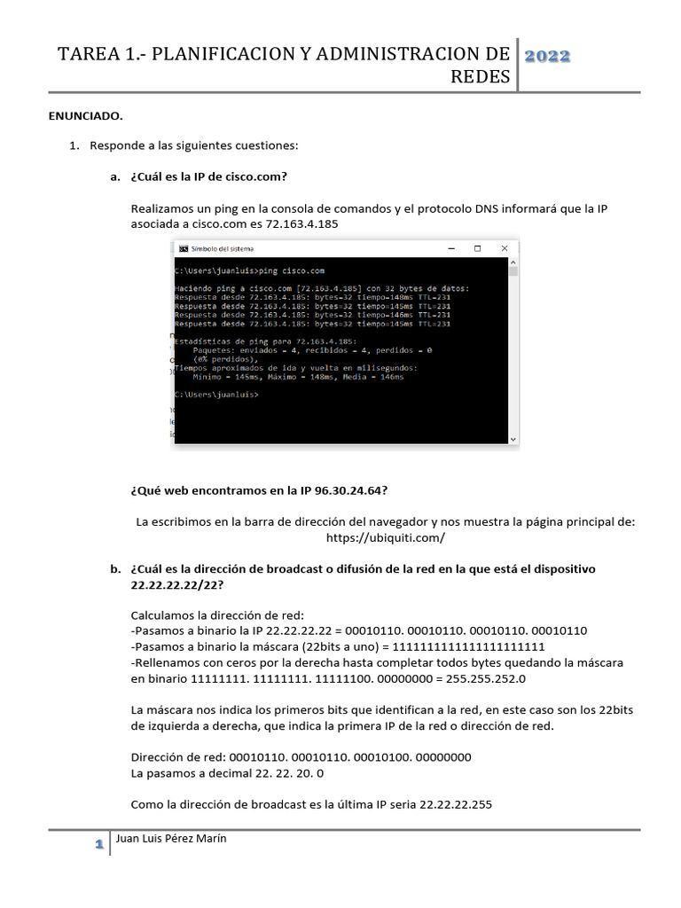 Perez Marin Juan Luis Par01 Tarea | PDF | Dirección IP | Estándares de internet