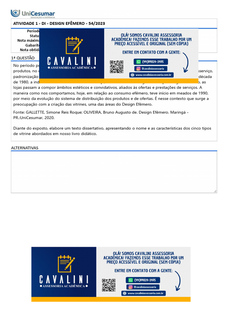 Atividade 1 - Di - Design Efêmero - 54-2023 | PDF Atividade 1 - Di - Design Efêmero - 54-2023 | PDF