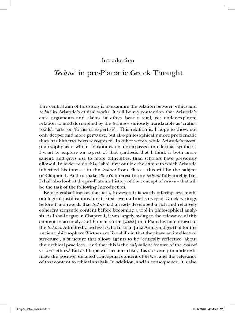 Techne_in_Aristotles_Ethics_Crafting_the | PDF | Aristotle | Plato