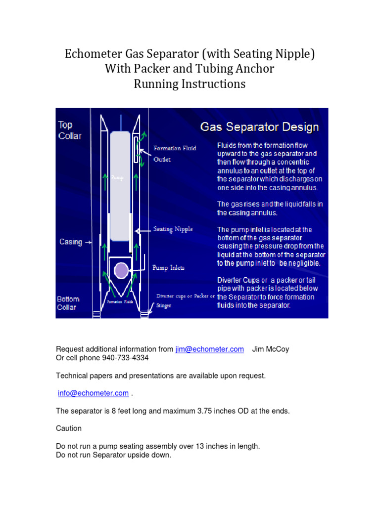 Echometer Gas Separator With Packer and Tubing Anchor Running ...