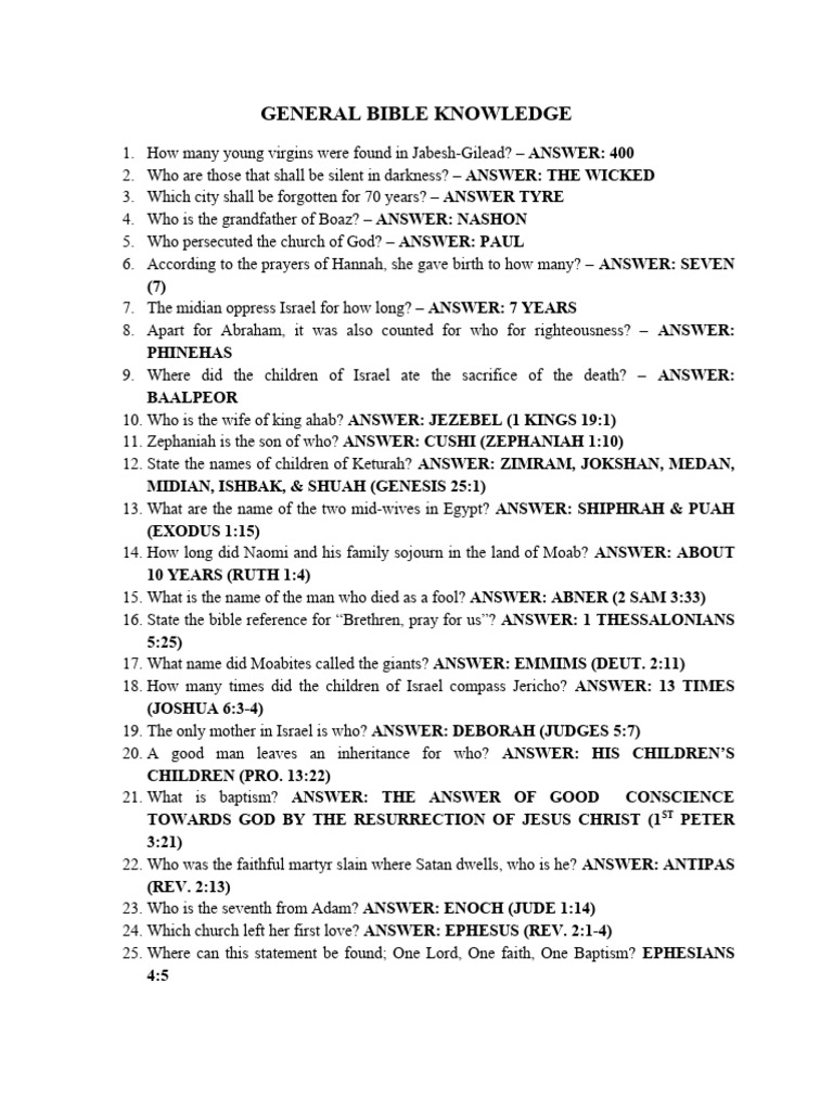 General Bible Knowledge | PDF | Book Of Genesis | Jacob