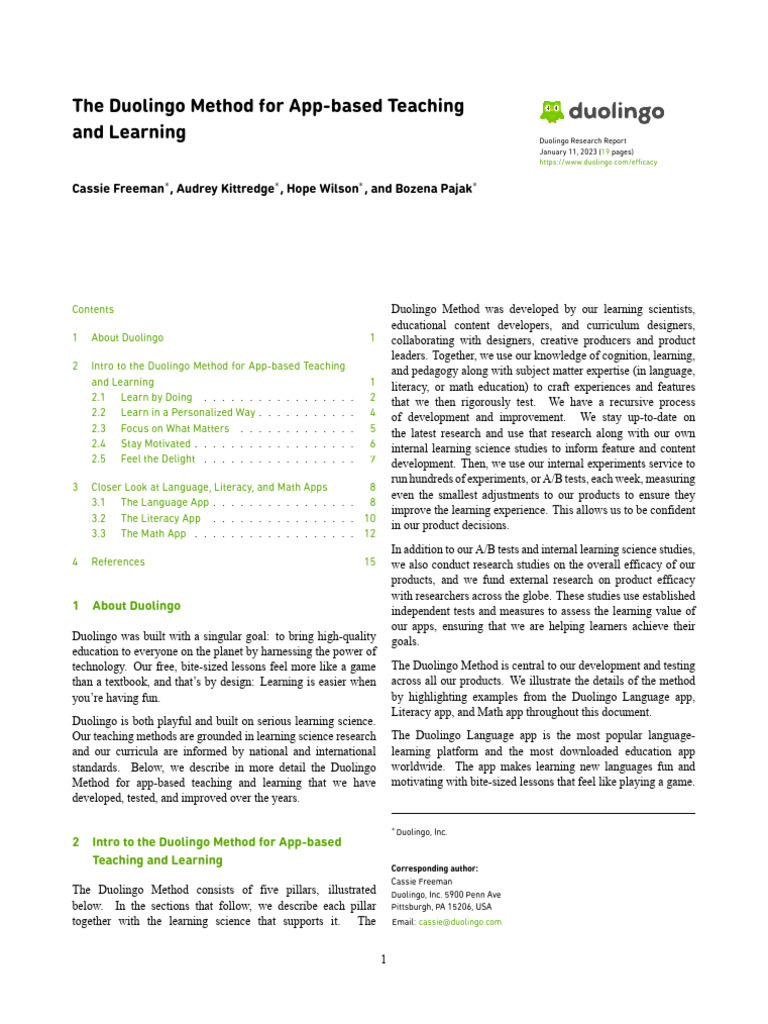 Duolingo Method for App-Based Learning | PDF | Learning | Embodied ...