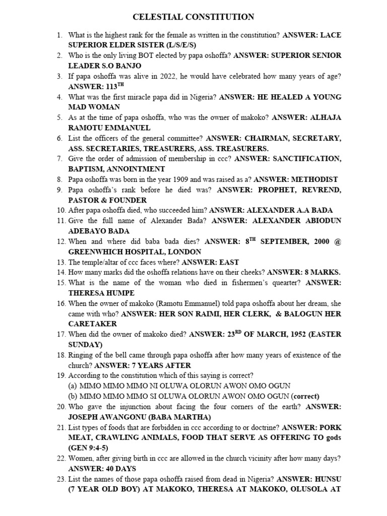 Celestial Constitution | PDF | Christian Movements | Religious Belief ...