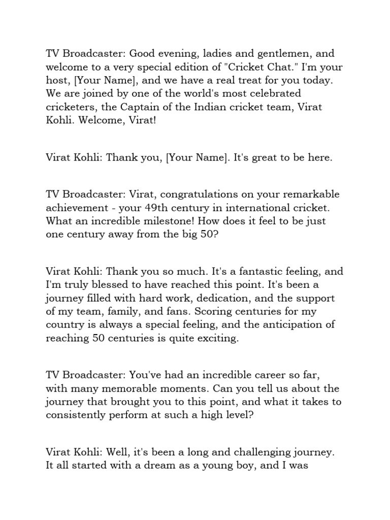 Interview Script of A TV Broadcaaster and A Celebrity | PDF