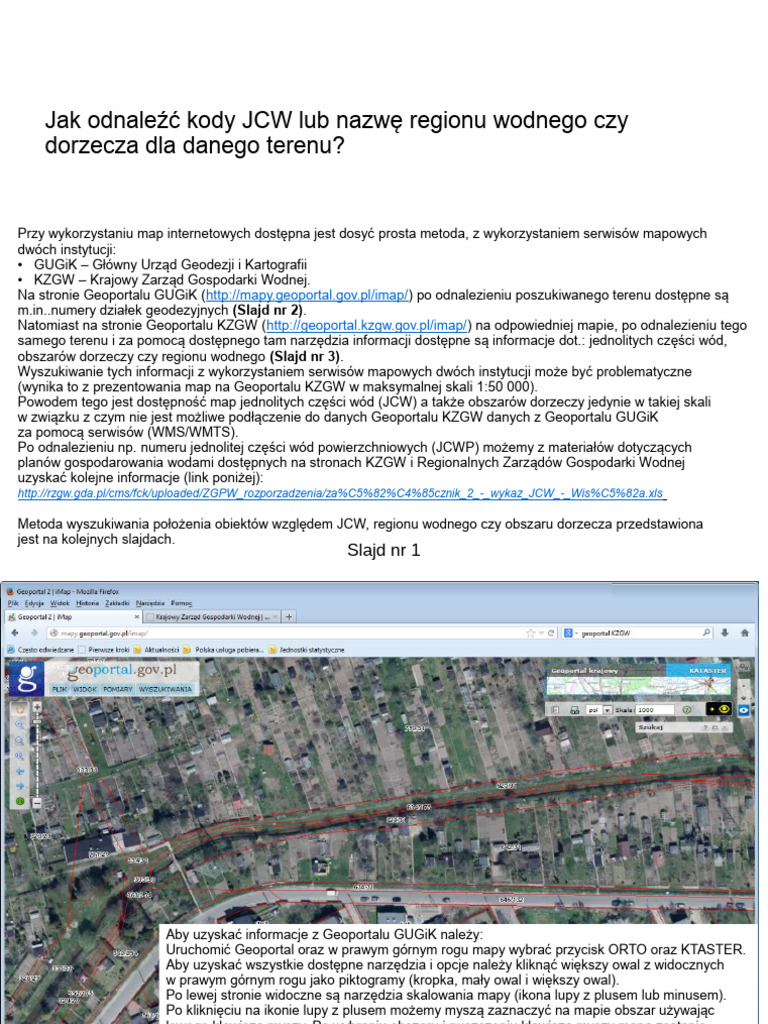 Jak Odnaleźć Kody JCW Lub Nazwę Regonu Wodnego Czy Dorzecza | PDF