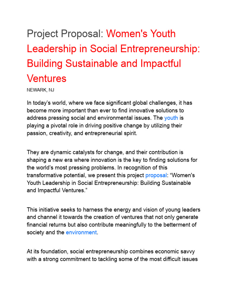 1 Project Proposal - Women's Youth Leadership in Social ...