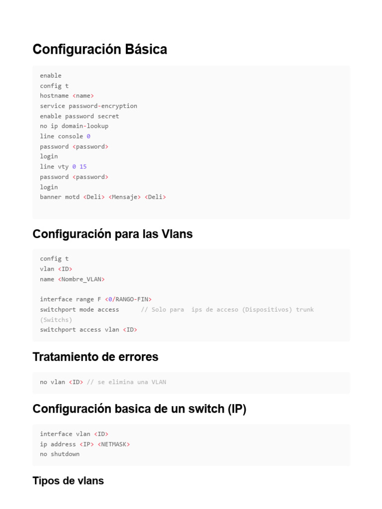 Configuracion Basica Del Switch | PDF