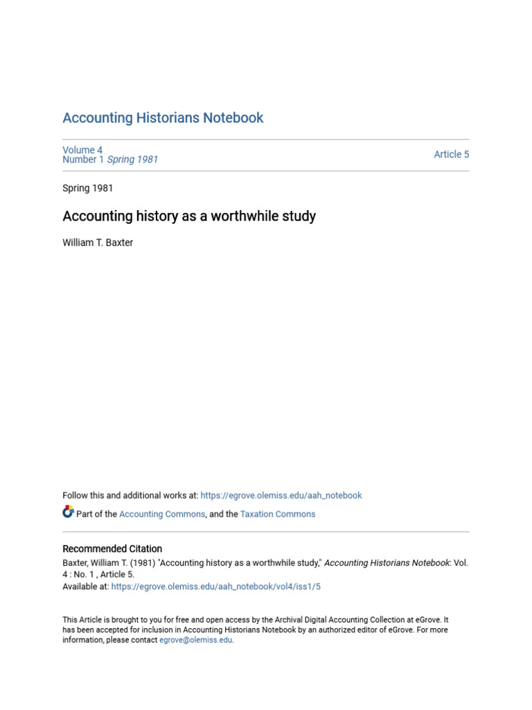 Accounting History As A Worthwhile Study | PDF | Guild