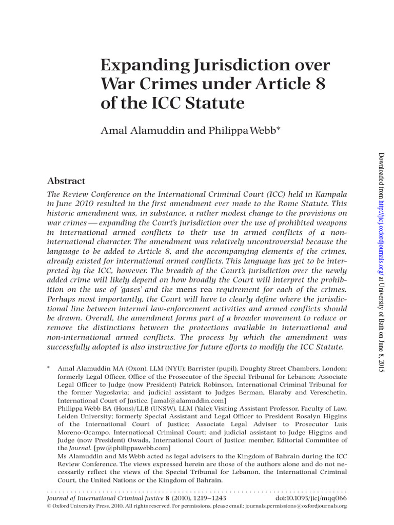 Expanding Jurisdiction Over War Crimes Under Article 8 of The ICC ...