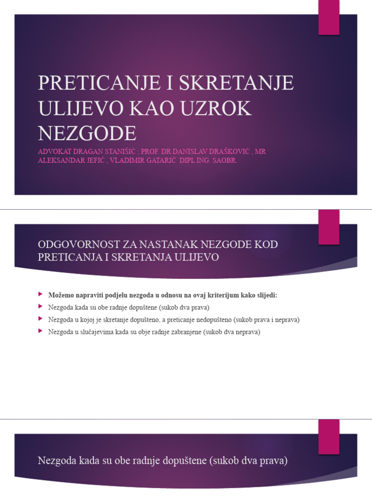 Preticanje I Skretanje Ulijevo Kao Uzrok Nezgode Stanišić | PDF