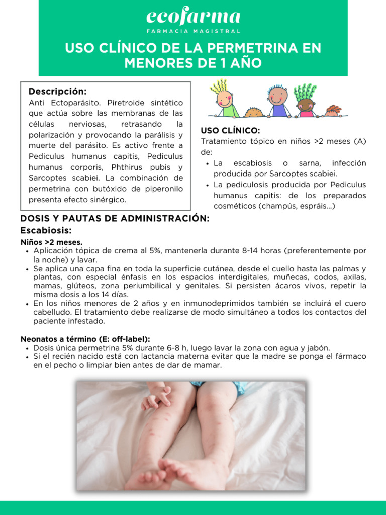 Permetrina en menores de 1 año: uso y dosis | PDF | Medicina CLINICA ...