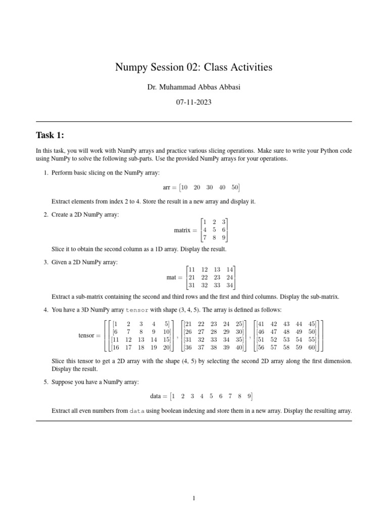 Class Activities Numpy Session 02-2 | Download Free PDF | Matrix (Mathematics) | Rgb Color Model