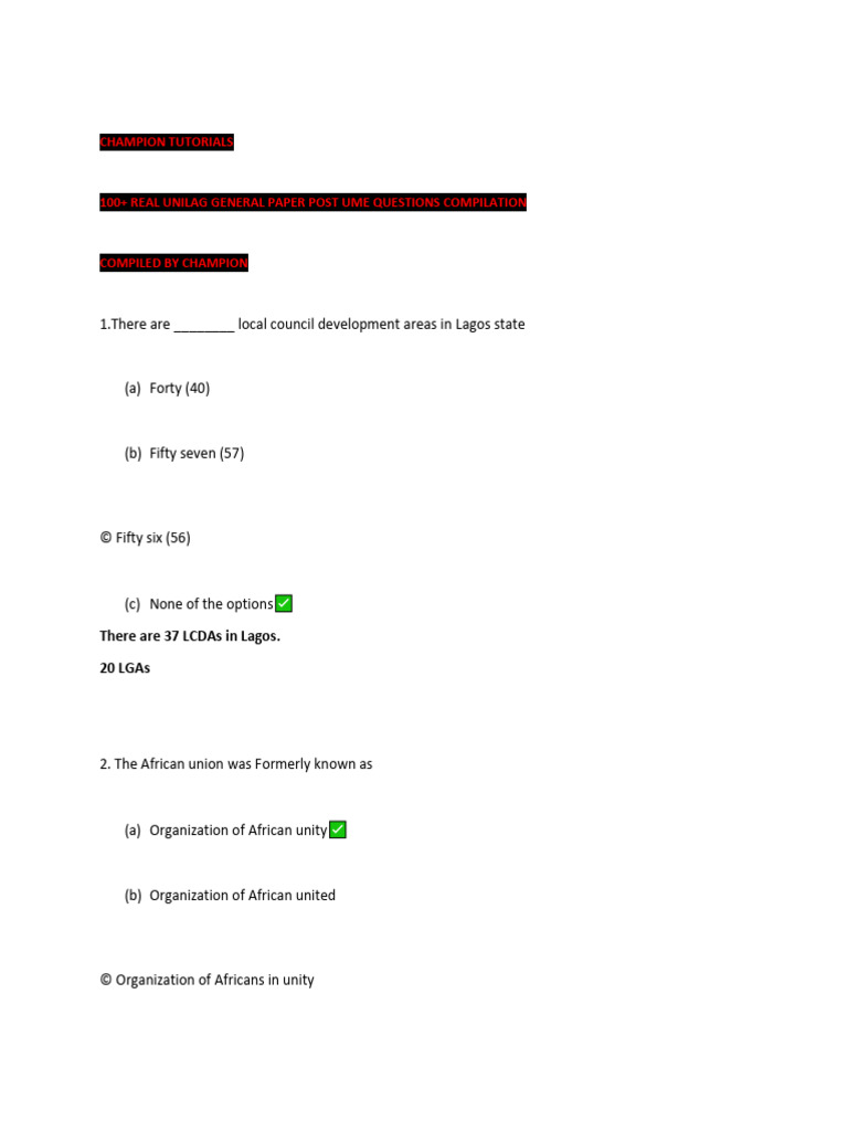 General Paper Questions. | PDF | Nigeria