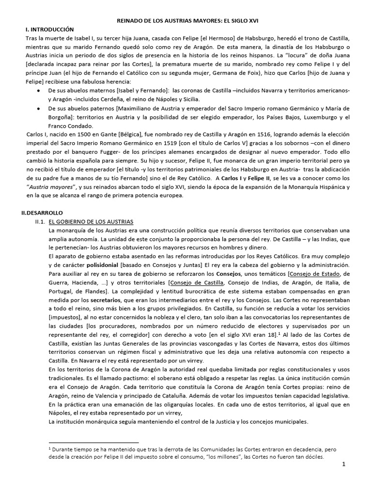 Reinado Austrias Mayores - Siglo XVI | PDF | Casa de los Habsburgo | Santo Imperio Romano