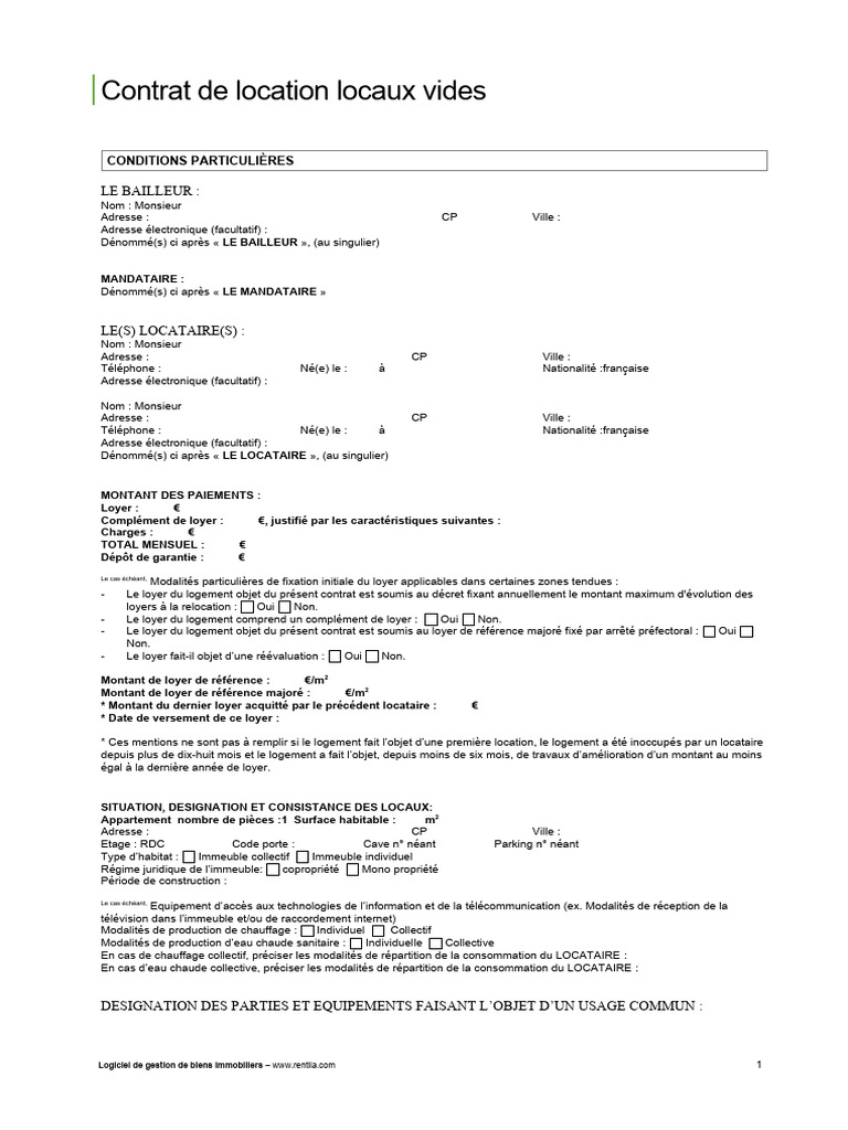 Bail Location Vide | PDF | Location | Logement