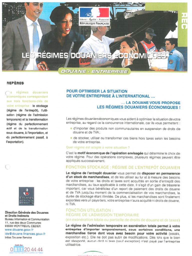 Douane Entreprise Les Régimes Douaniers Economiques | PDF