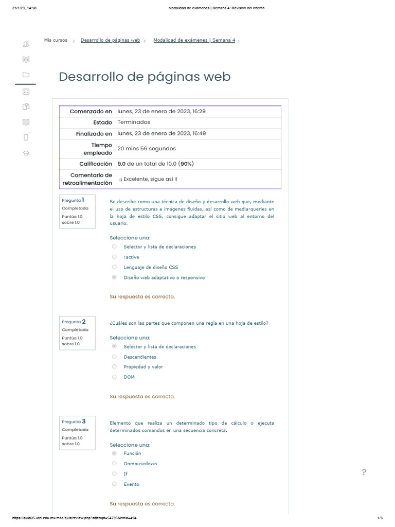 Modalidad de Exámenes - Semana 4 - Revisión Del Intento | PDF | Script Java | Programación de ...