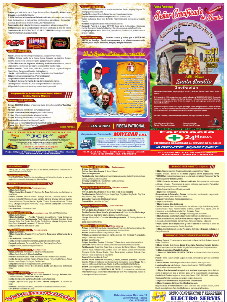 Fiesta Patronal Santa 2023 | Descargar gratis PDF | eucaristía | Misa (liturgia)