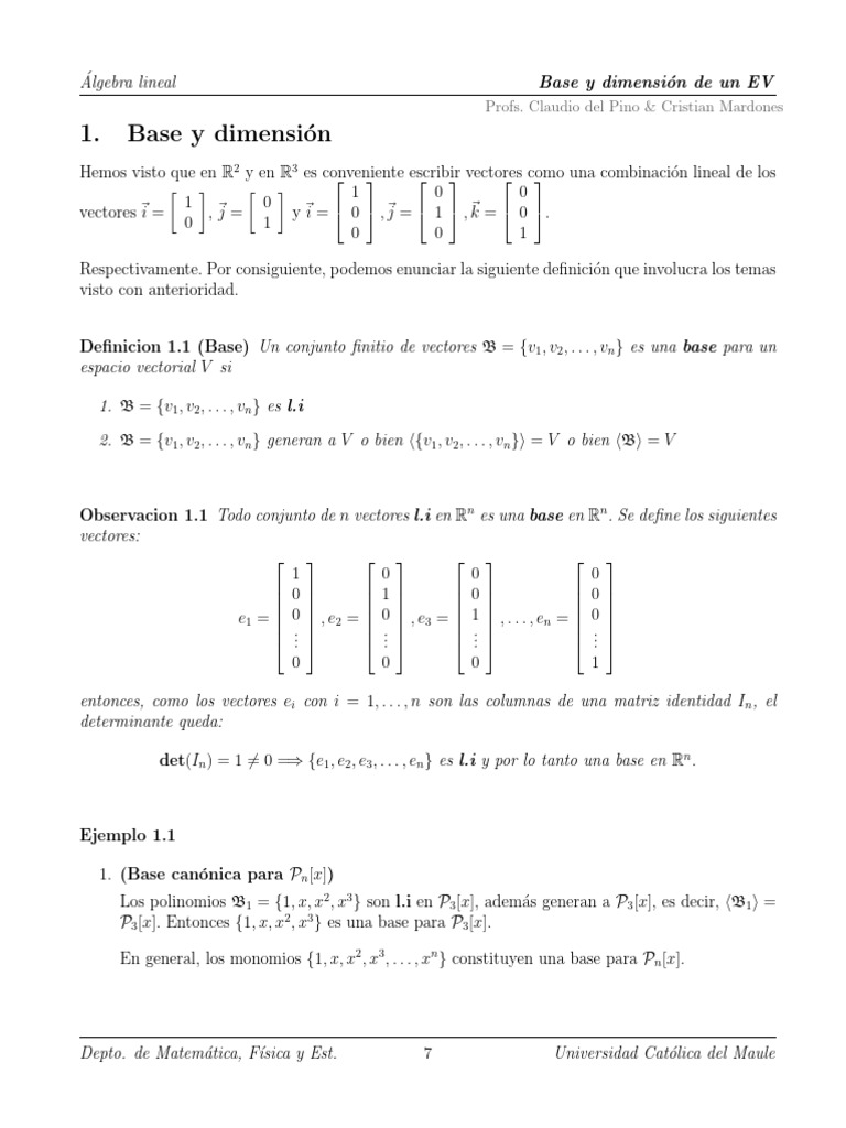 Base y DImension (Good) | PDF | Espacio vectorial | Base (álgebra lineal)