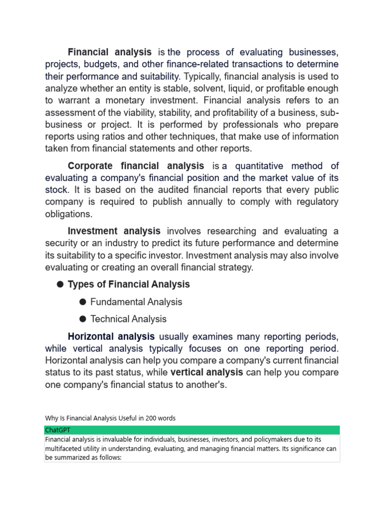 Financial Analysis | PDF | Analytics | Investing