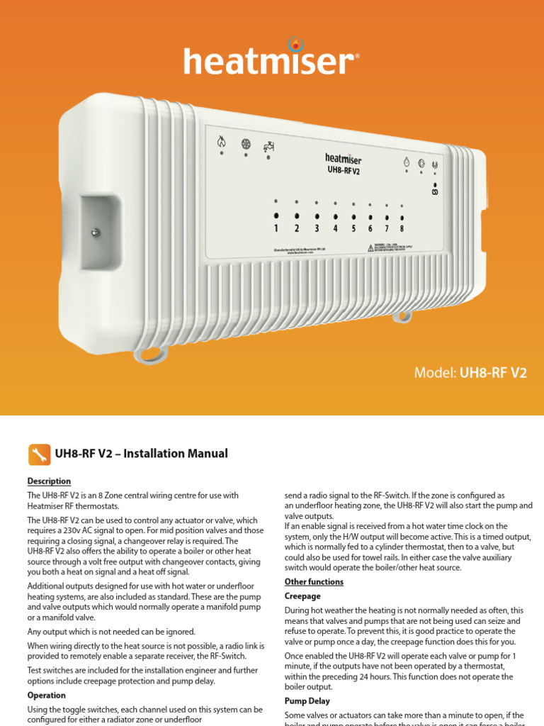 UH8 RF V2 1.5 LR Manual | PDF | Thermostat | Water Heating