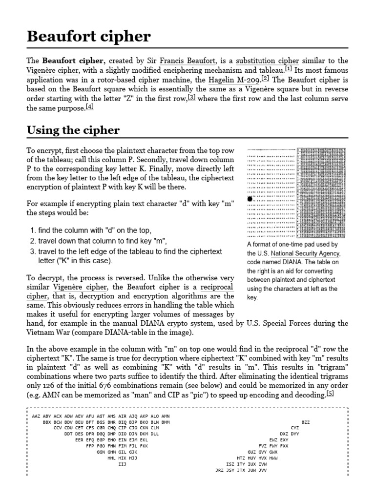Beaufort cipher | PDF | Military Communications | Espionage Techniques