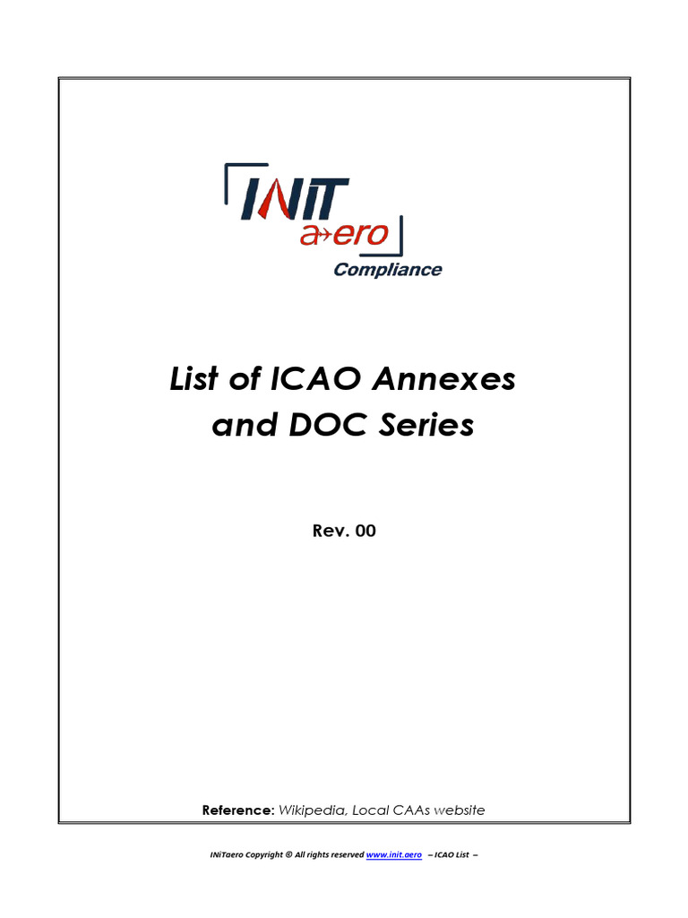 ICAO Annexes List | PDF | Aviation | Transport